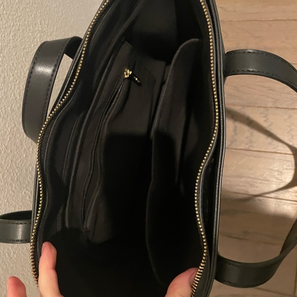 Bags | Samara Zipper Tote In Black Vegan Leather Tote Euc | Poshmark